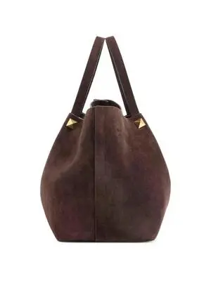 Valentino Garavani Large Shopping Bag In Soft Suede - Brown