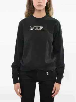 DIESEL® Sequin-logo Long-sleeve Sweatshirt - Black