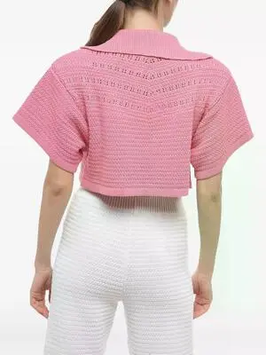 ART ESSAY Waffle Knit Cropped Cardigan