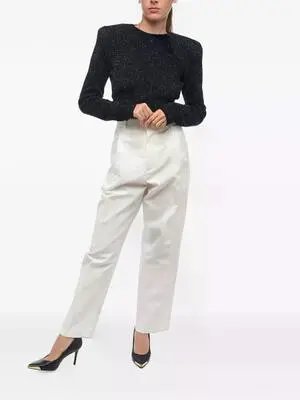 ROTATE BY BIRGER CHRISTENSEN Padded Shoulder Lurex Cropped Sweater