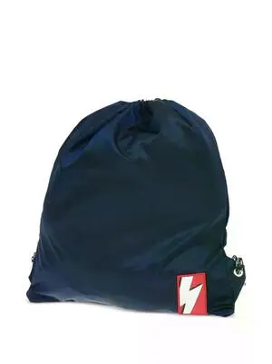 Neil Barrett Lightning Bolt Patch Drawstring Backpack - Blue