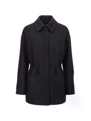 Patrizia Pepe Drawstring Long-sleeve Coat - Black