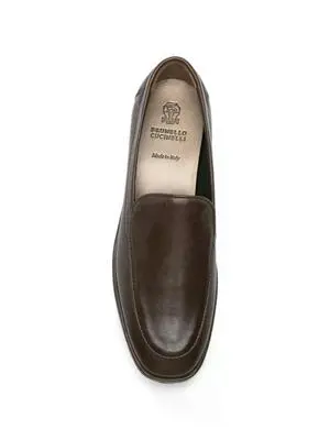Brunello Cucinelli Beaded-trim Leather Loafers