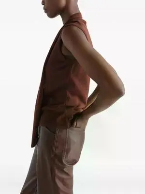 LEMAIRE Asymmetrical Merino Wool Blend Cardigan - Brown