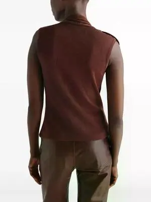 LEMAIRE Asymmetrical Merino Wool Blend Cardigan - Brown