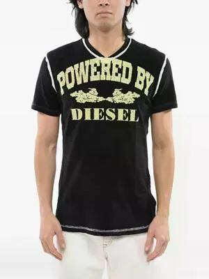 DIESEL® Logo-print Slub-cotton T-shirt - Black