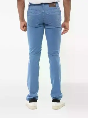 Corneliani Embroidered Cotton Jeans - Blue