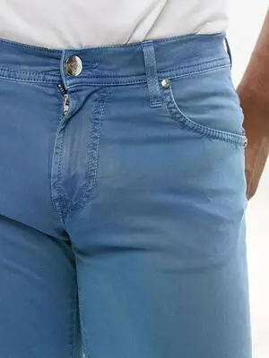 Corneliani Embroidered Cotton Jeans - Blue
