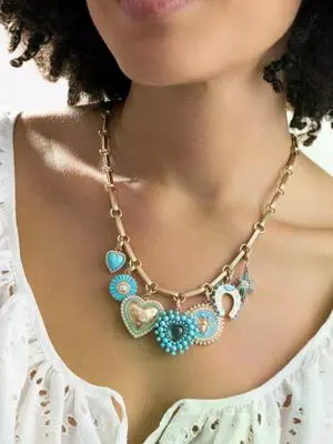 STORROW JEWELRY Turquoise And Pearl Charm Necklace