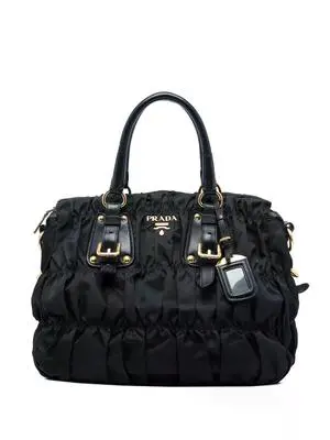 Prada Gaufre Tessuto Satchel - Black