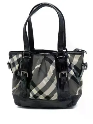 Burberry Beat Check Nylon And Patent Leather Lowry Satchel