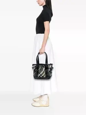 Burberry Beat Check Nylon And Patent Leather Lowry Satchel