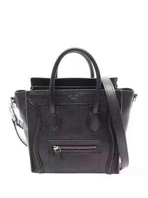 Celine Nano Luggage Tote Bag In Drummed Calfskin - Black