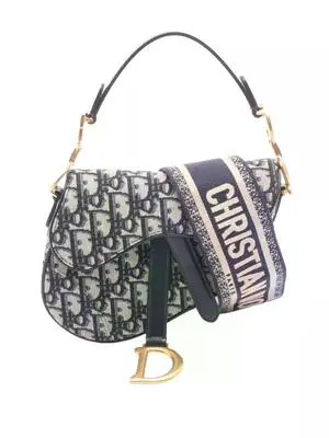Dior Mini Saddle Bag In Oblique Canvas - Blue