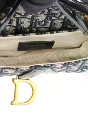 Dior Mini Saddle Bag In Oblique Canvas - Blue