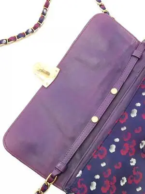 Prada 2000-2020 Tessuto Stampato Chain Crossbody Bag - Purple