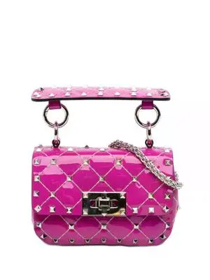 Valentino Garavani 2000-2017 Micro Patent Rockstud Spike Satchel - Pink
