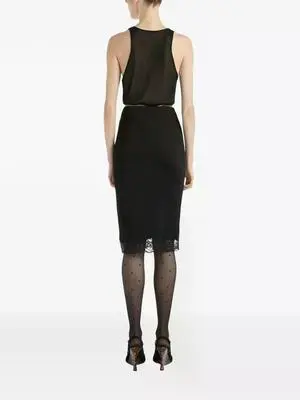 Balmain Knit Midi Skirt With Lace Trim