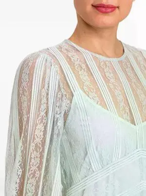 TWINSET Striped Lace Long-sleeve Dress - Blue