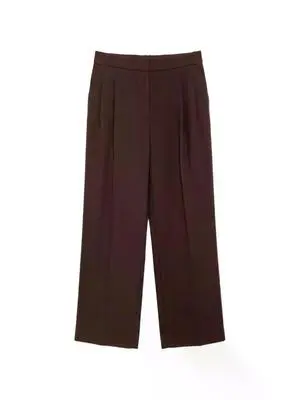 Black Label Pleated Wide-leg Trousers - Brown