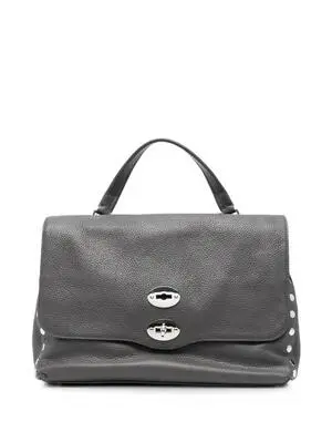 ZANELLATO Medium Postina Stud-embellished Leather Tote Bag - Grey