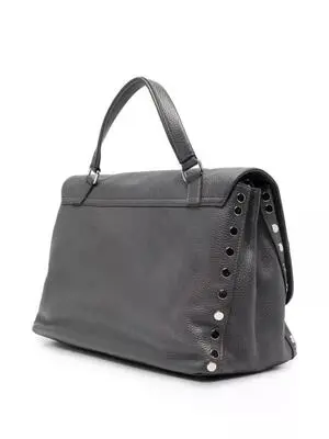 ZANELLATO Medium Postina Stud-embellished Leather Tote Bag - Grey