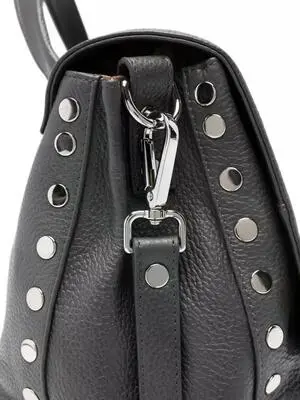 ZANELLATO Medium Postina Stud-embellished Leather Tote Bag - Grey