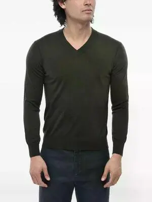PAOLO PECORA V-neck Wool Sweater - Green