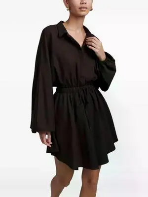 ST MRLO Shauna Drawstring-waist Long-sleeve Mini Dress - Brown