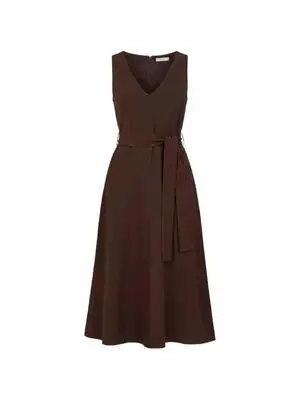 P.a.r.o.s.h Belted V-neck Midi Dress