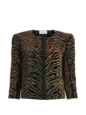 Balmain Velvet Tiger Embroidery Jacket - Black