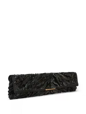 Balmain Long Clutch Bag In Embroidered Satin - Black