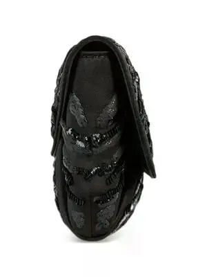 Balmain Long Clutch Bag In Embroidered Satin With Sequin Embellishment