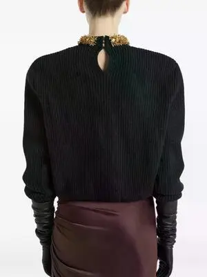 Balmain Cashmere Sweater With Removable Embroidered Trim