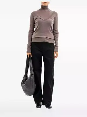 LEMAIRE V-neck Layered Detail Sweater - Black