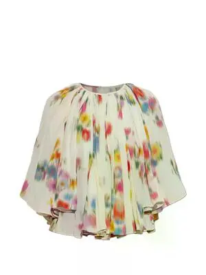 MARANT ETOILE Lara Floral-print Pleated Top - Neutrals