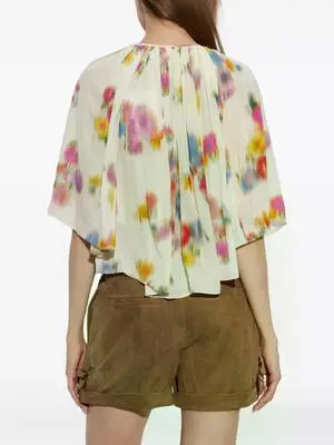 MARANT ETOILE Lara Floral-print Pleated Top