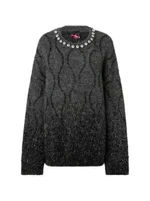Pinko Crystal-embellished Sequin-pattern Sweater - Grey