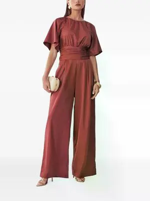 WILLA Penny Flared-sleeve Wide-leg Jumpsuit - Red