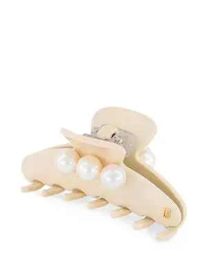 Alexandre De Paris Oversize Pearl Embellished Claw Clip - Neutrals