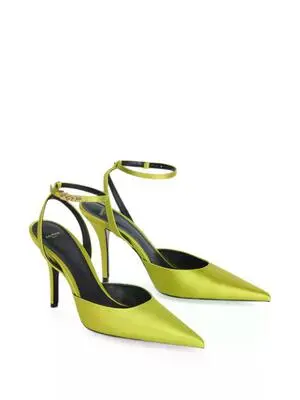 Balmain Satin Court Shoes With Chain Link Buckle