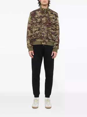 History Repeats Camouflage Print Patch Detail High Neck Jacket