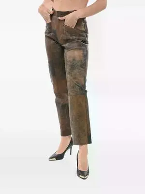 BAIA Textured Leather Trousers - Brown