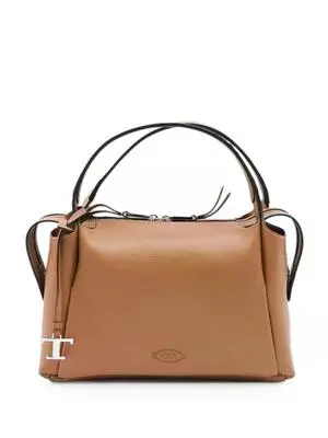 TOD'S T Timeless Leather Shoulder Bag - Neutrals