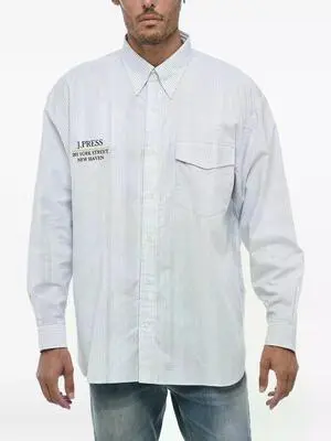 J.PRESS Striped Embroidered Shirt - White