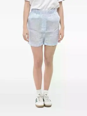 FINAMORE 1925 Linen Elasticated Waist Shorts - Blue