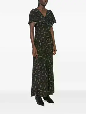 Isabel Marant Étoile Geometric Print Maxi Dress - Black