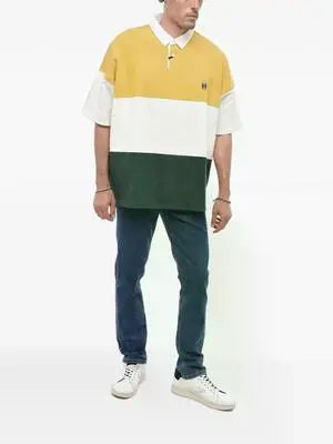 J.PRESS Striped Embroidered-logo Polo Shirt