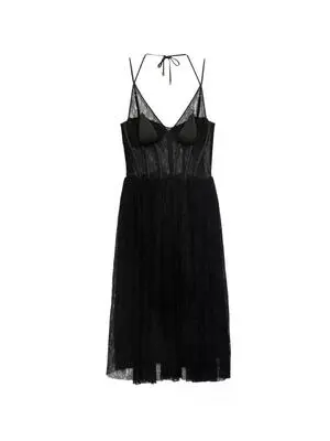 Elisabetta Franchi Floral Lace Dress - Black