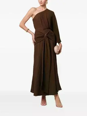 SAVEL Ellie One-shoulder Midi Dress - Brown